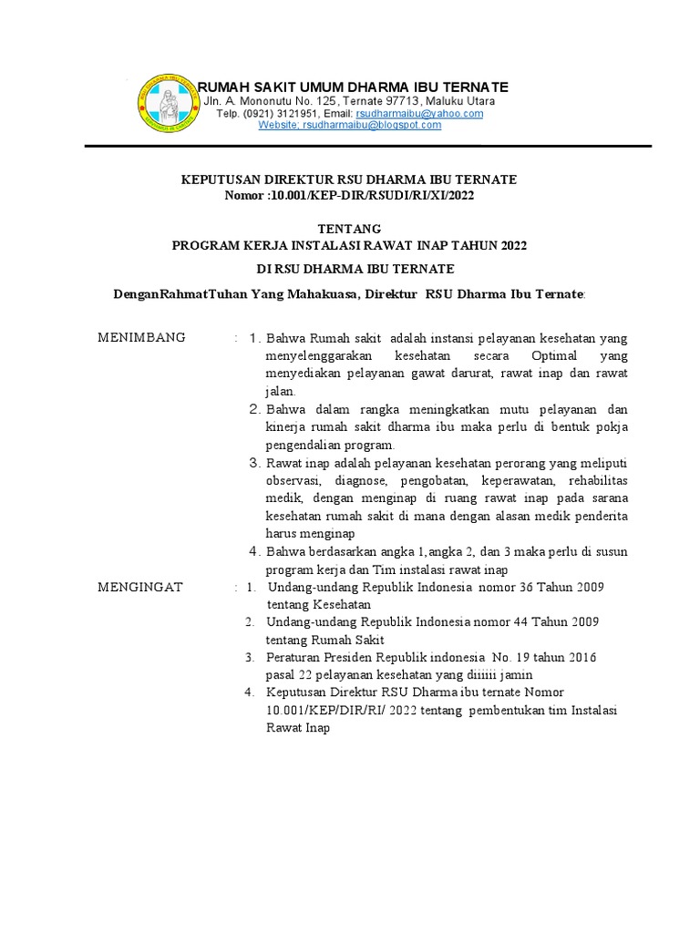 Program Kerja Rawat Inap | PDF