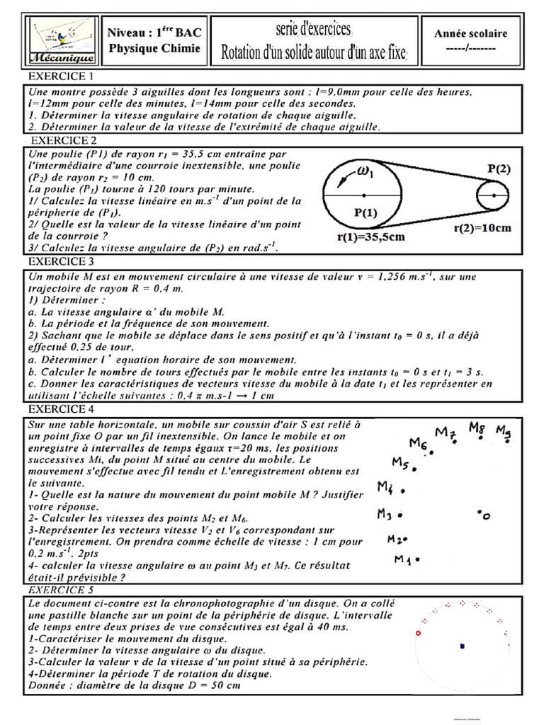 1 Exercice Rotation D'un Solide 2 | PDF