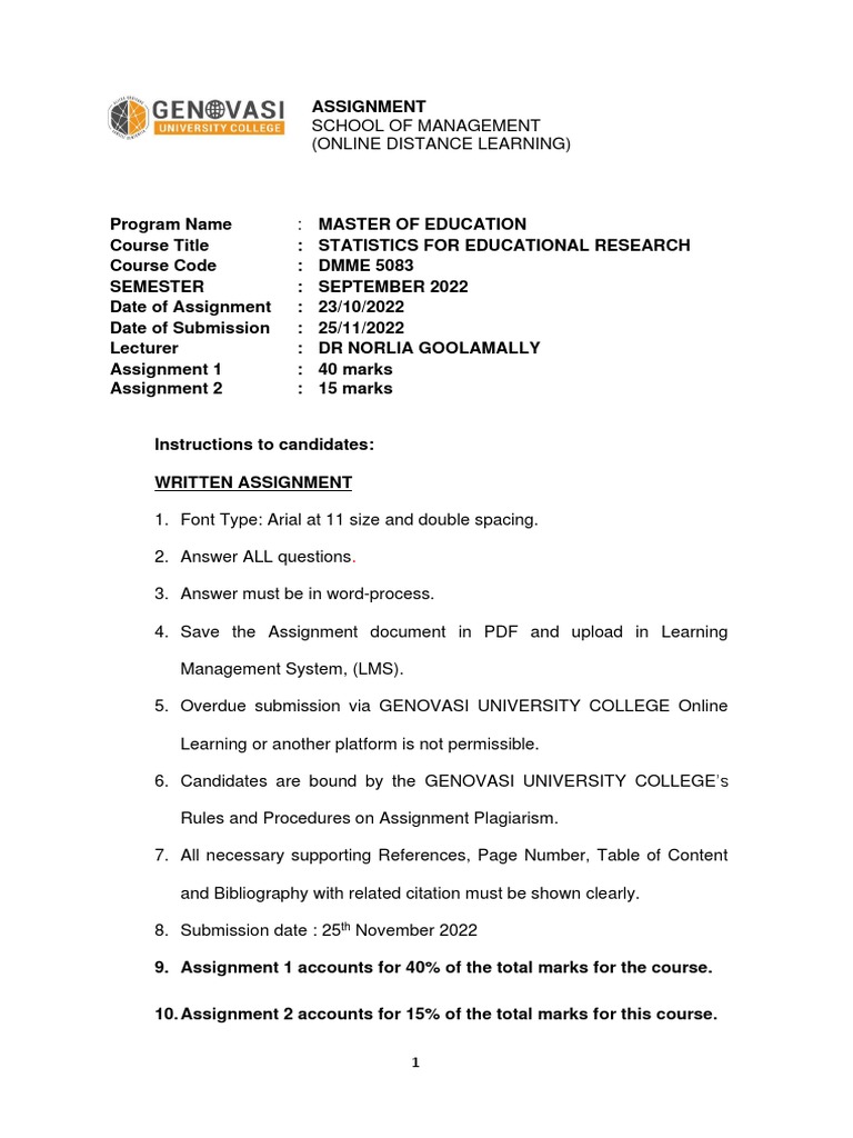 Assignment 1 And Assignment 2 Dmme5083 Pdf 3409