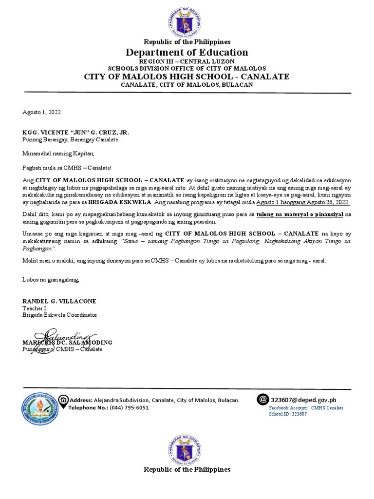 Brigada Letter | PDF