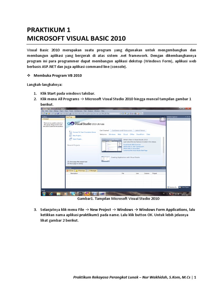Panduan Praktikum Visual Basic 2010 | PDF