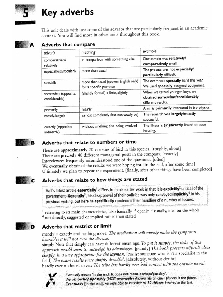 5 Key Adverbs | PDF