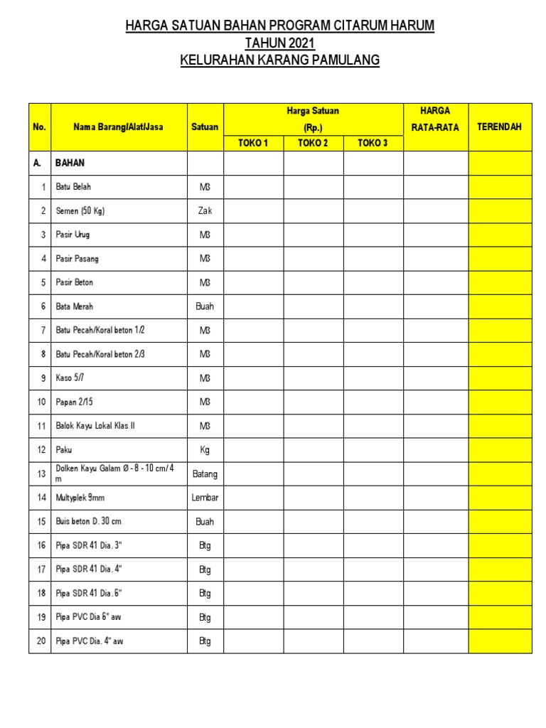 Format Survey Barang | PDF