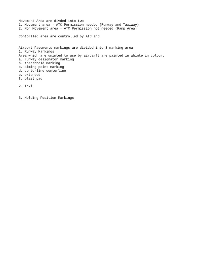 ATC Movement Areas vs Non-Movement Areas | PDF