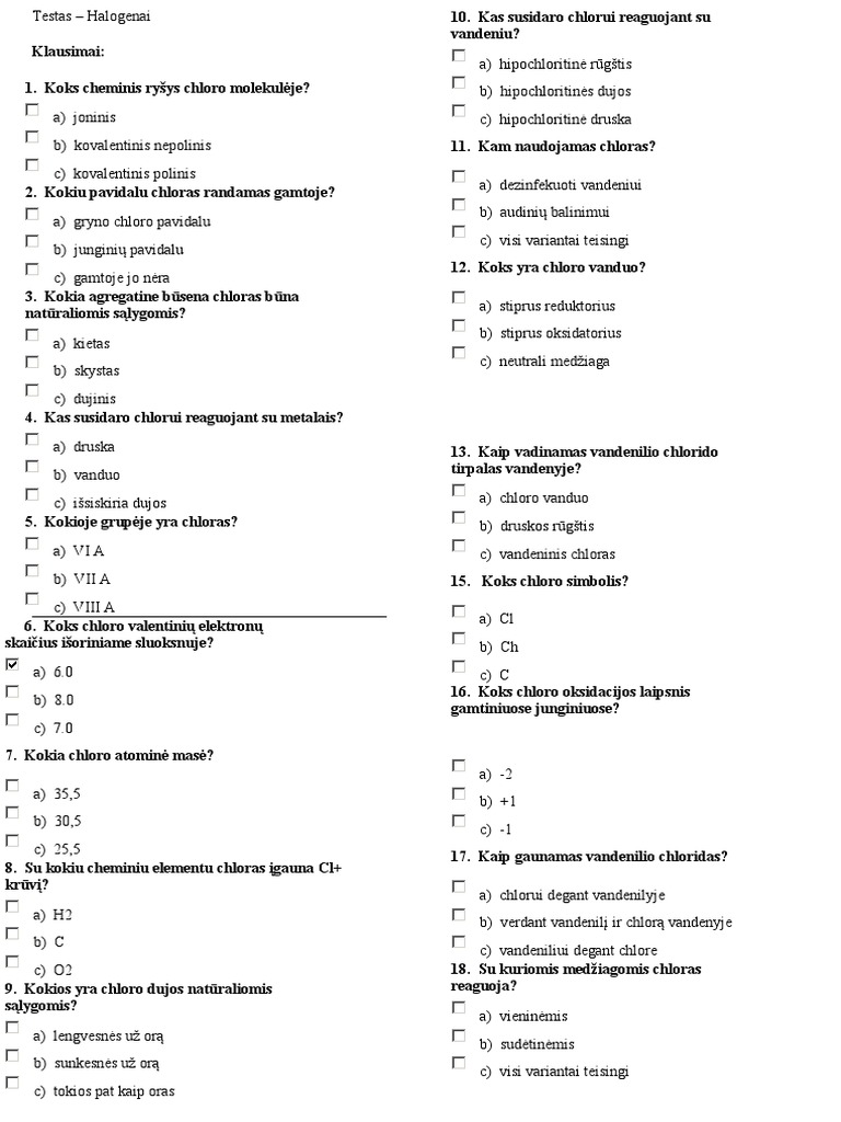 Testas Halogenai | PDF