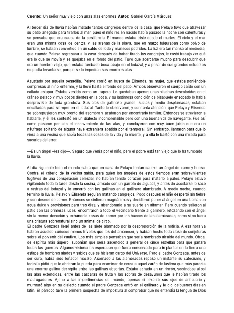 Un Señor Muy Viejo Con Unas Alas Enormes | PDF