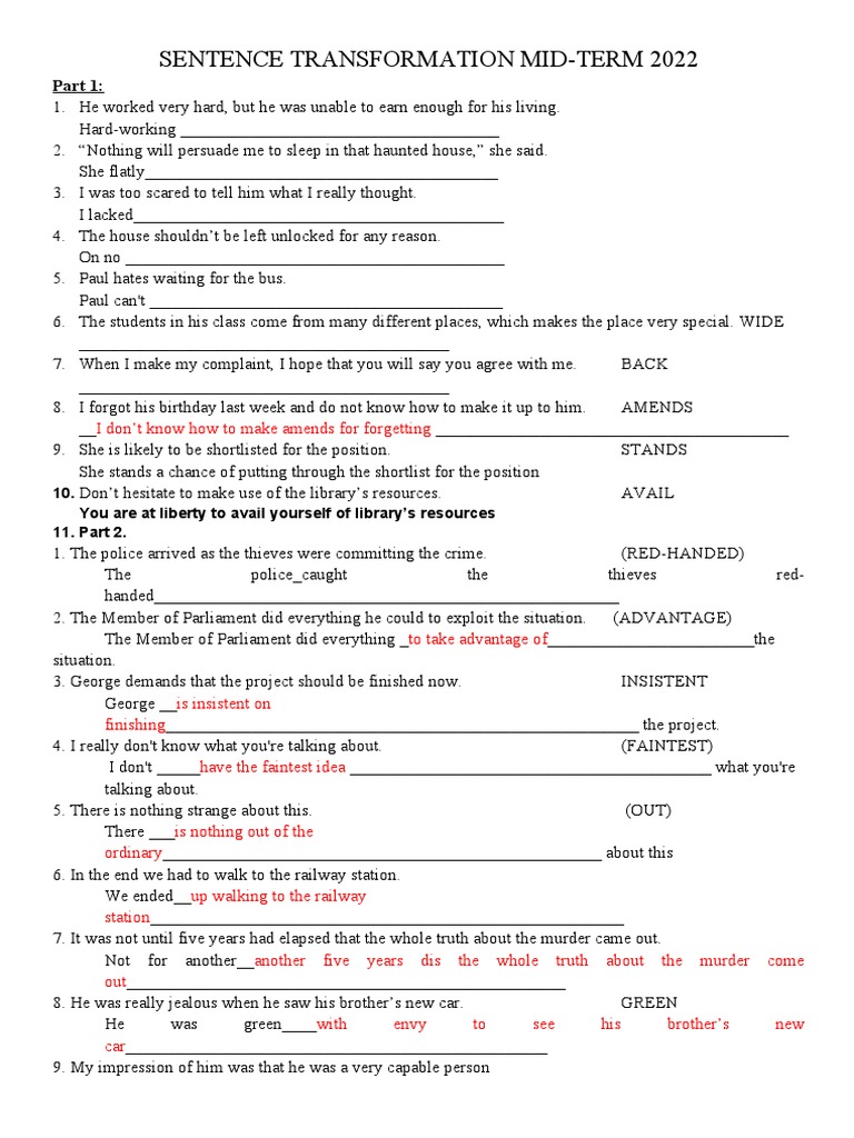 Sentence Transformation | PDF
