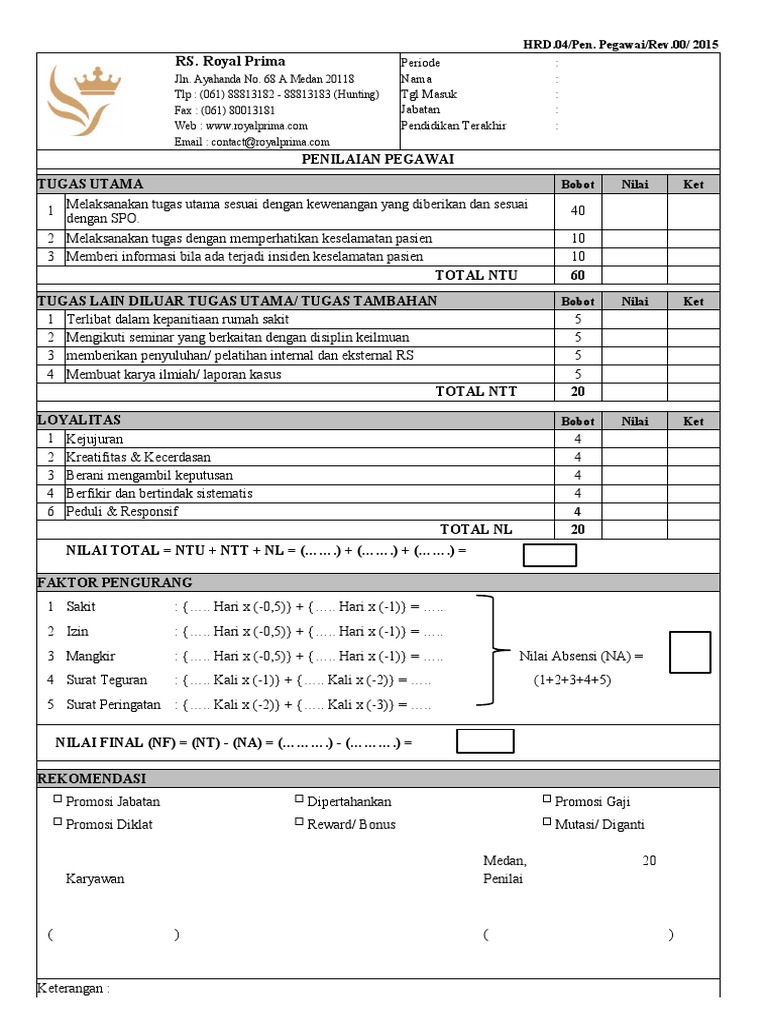 Kps 4. Ep 5 - Form Evaluasi Staf | PDF