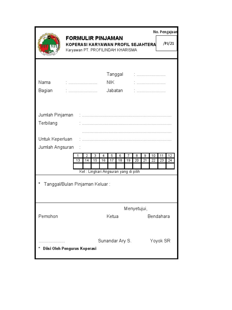 Formulir Pengajuan Pinjaman | PDF