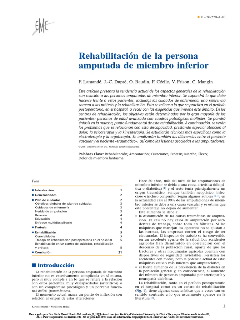 Rehabilitacion de La Persona Amputada | PDF | Isquemia | Masaje