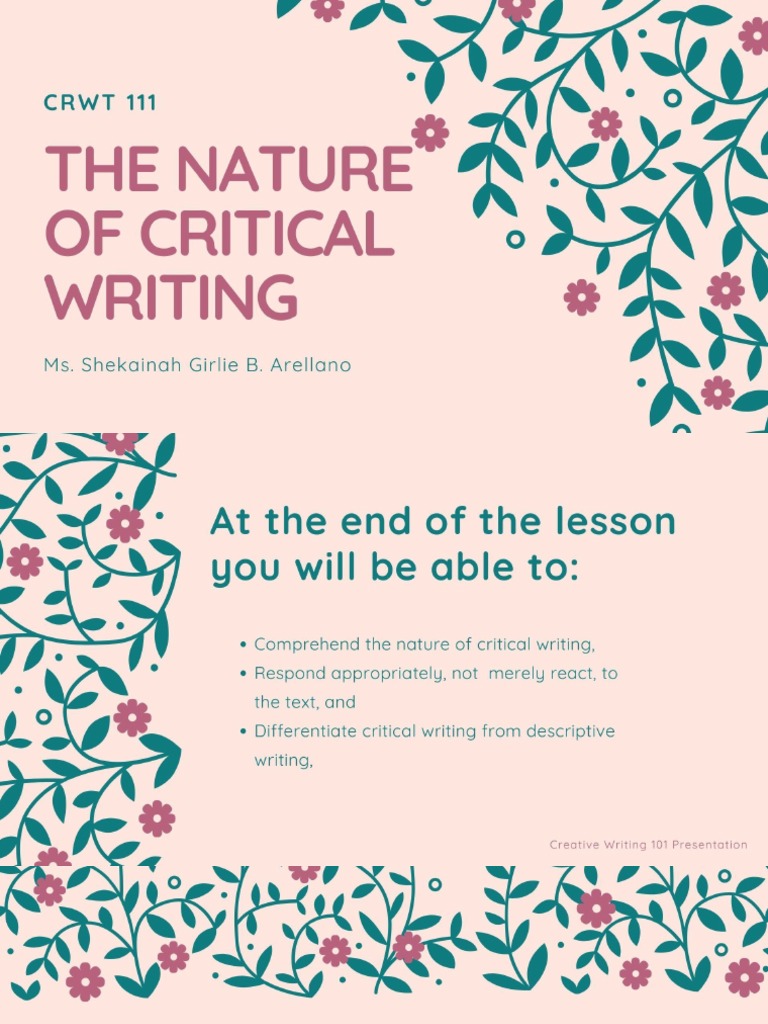 The Nature of Critical Writing | PDF