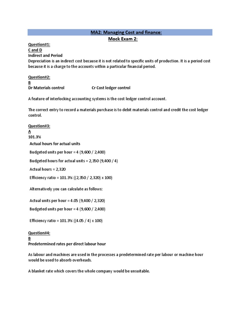 Ma2 Mock Exam 2 Answers | PDF