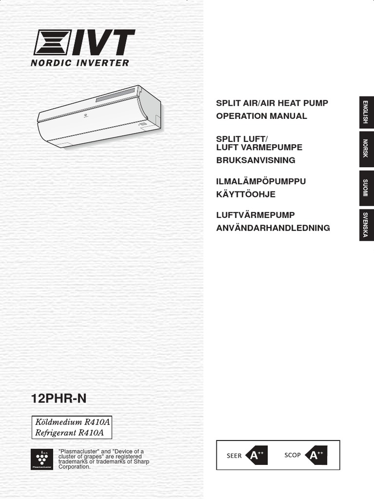 IVT Nordic Inverter 12 PHR N SilverLine Anvandarhandledning | PDF