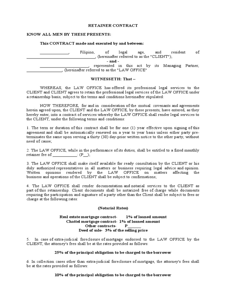 Monthly Retainer Contract Template | PDF | Foreclosure | Mortgage Law