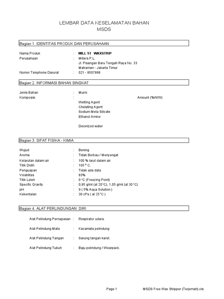 LEMBAR DATA KESELAMATAN BAHAN | PDF