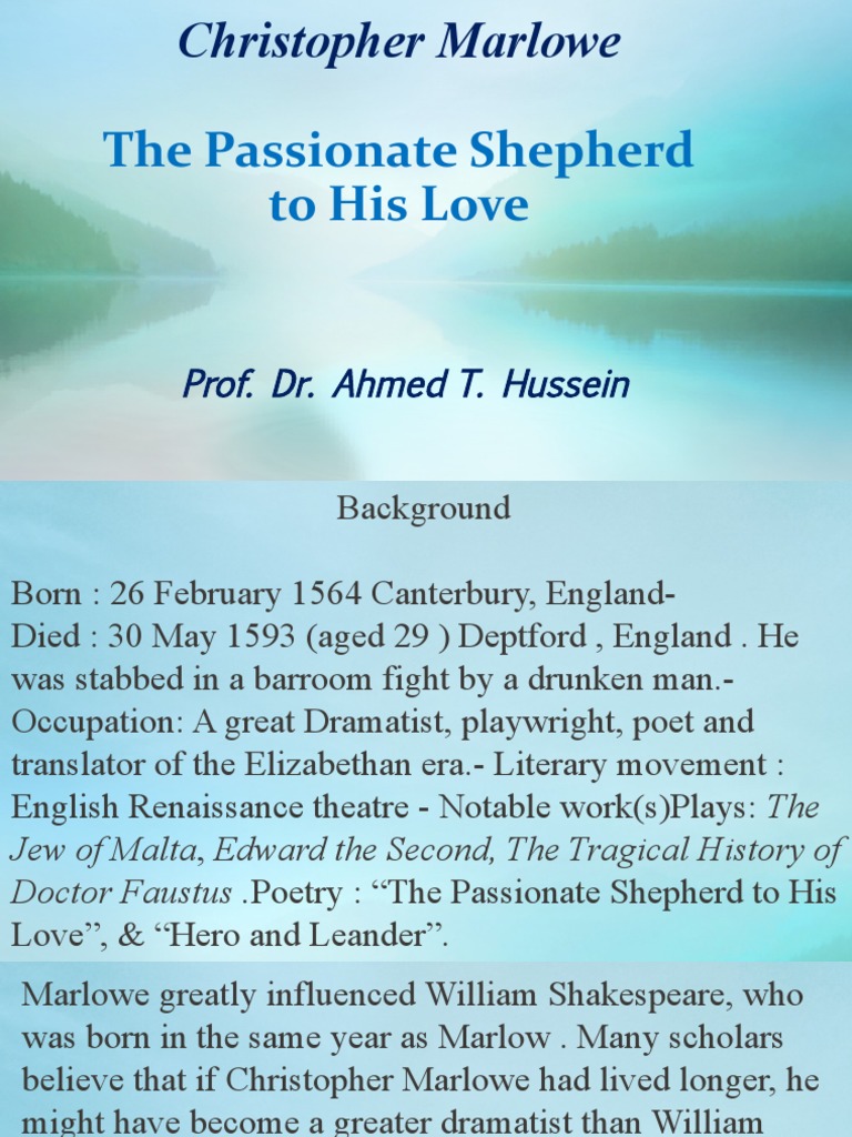 The Passionate Shepherd To His Love | PDF | Christopher Marlowe | Poetry