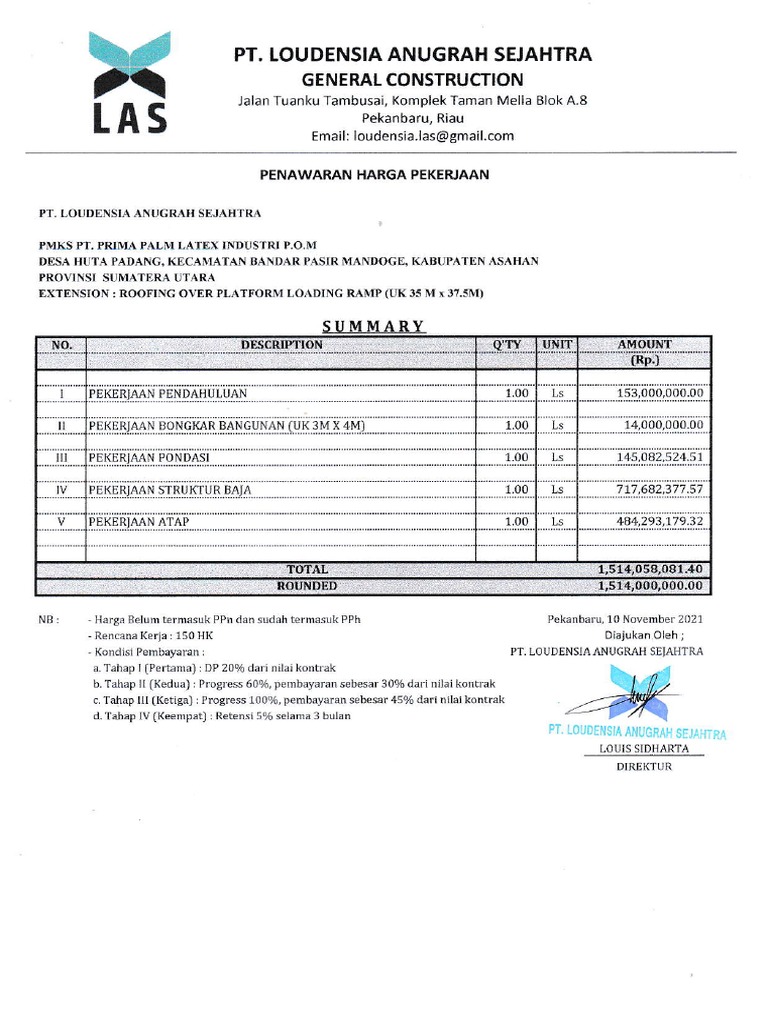 Penawaran Roofing Loading Ramp PT. PPLI | PDF