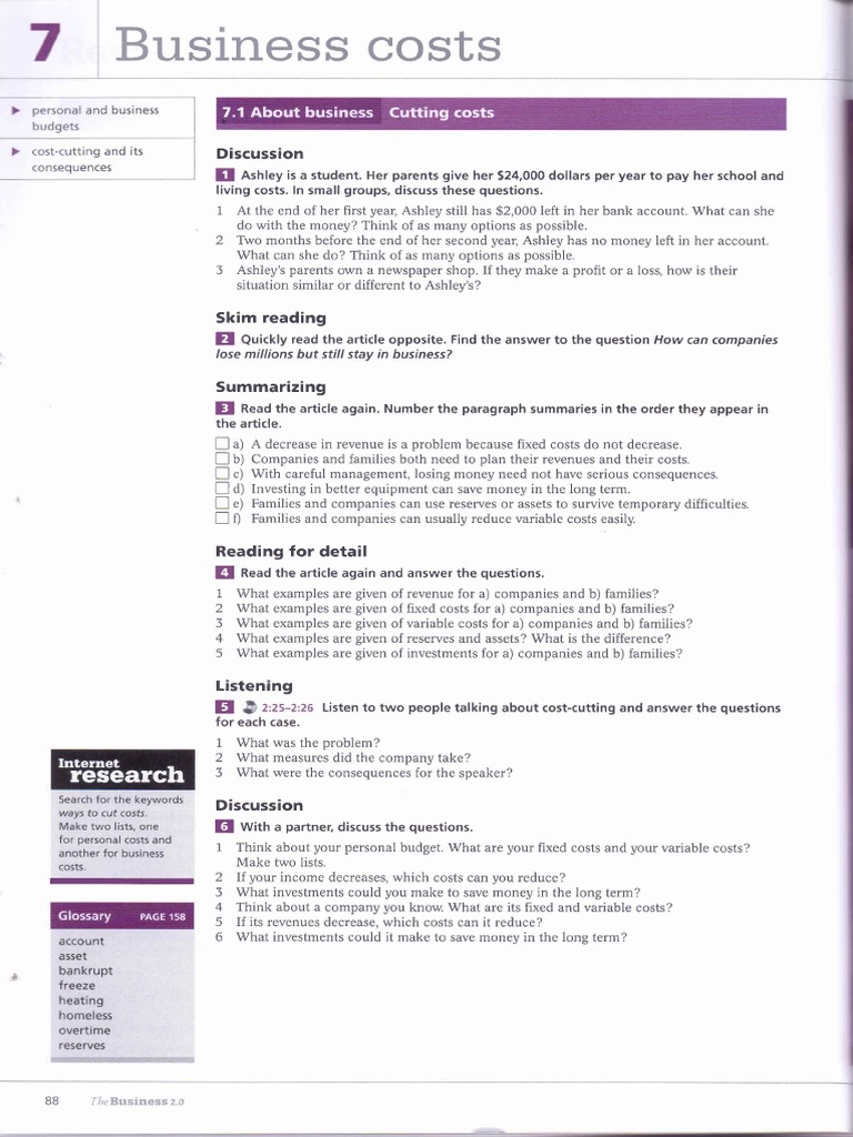 The Business 2.0 Pre-Inter-St - Unit 7 | PDF | Cost Of Living | Cost Of ...