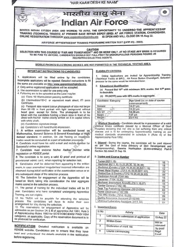 Airforce Apprentice Form | PDF