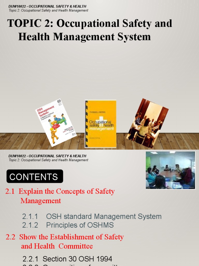 Topic 2 - Osh Management | PDF | Occupational Safety And Health | Occupational Safety And Health ...