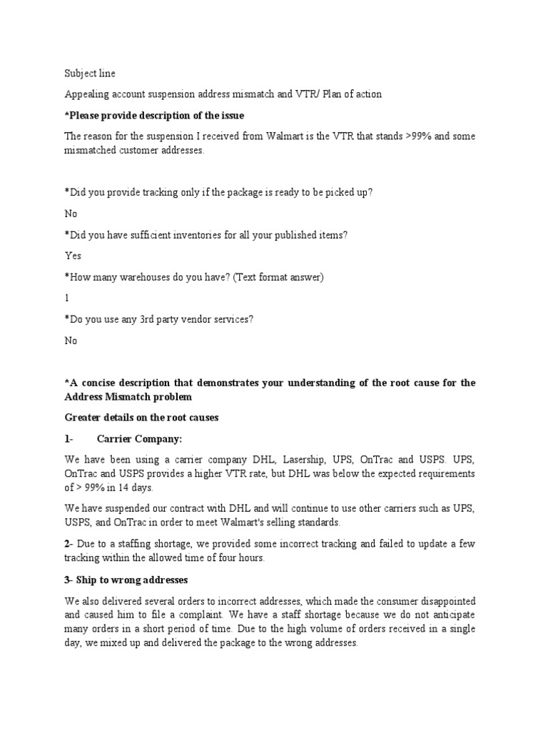 Walmart Plan of Action | PDF | United Parcel Service | Walmart