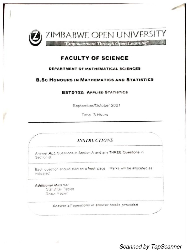 Applied Statistics Past Exam Papers | PDF