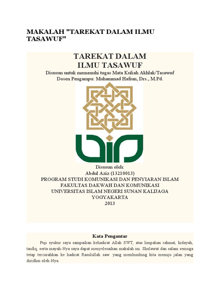 MAKALAH Akhlak Tasawuf Tarekat | PDF