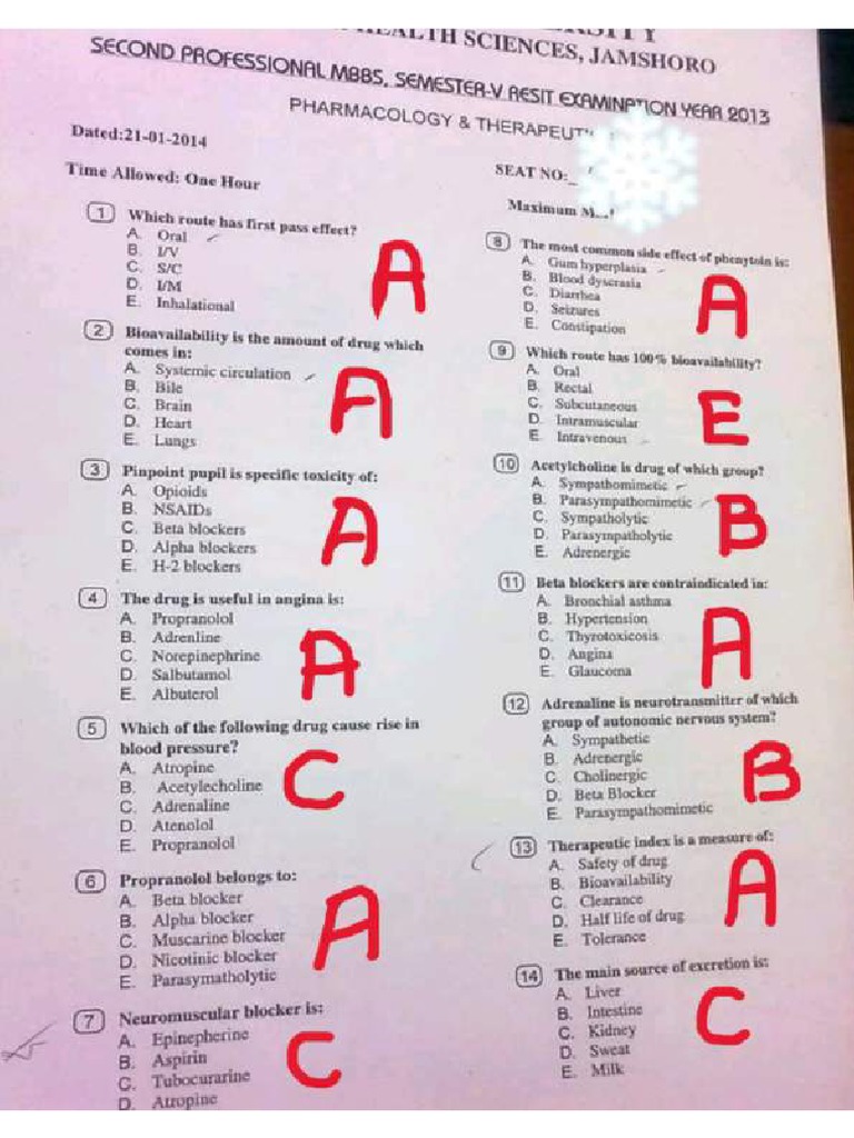 Pharmacology Bcqs Lumhs Solved by Mujeeb Ur Rehman-640 | PDF