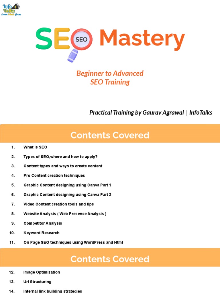 Complete SEO Training - Beginner To Advanced (With Content Slides Links ...