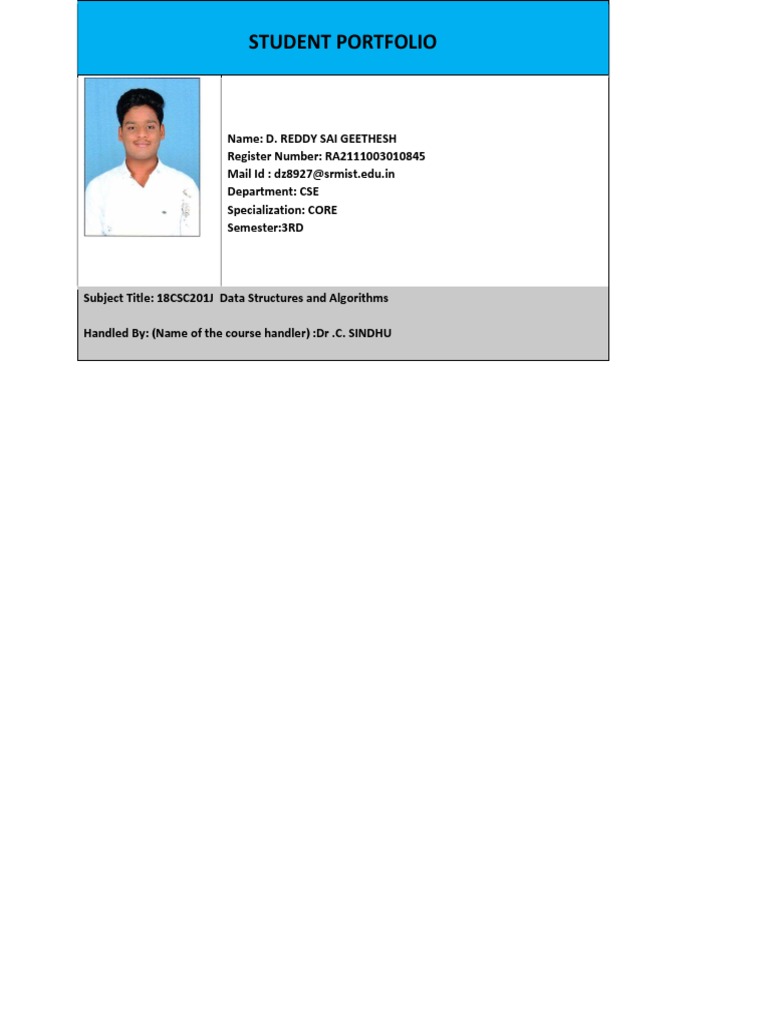 Dsa Portfolio - 845 | PDF | Information Age | Computing