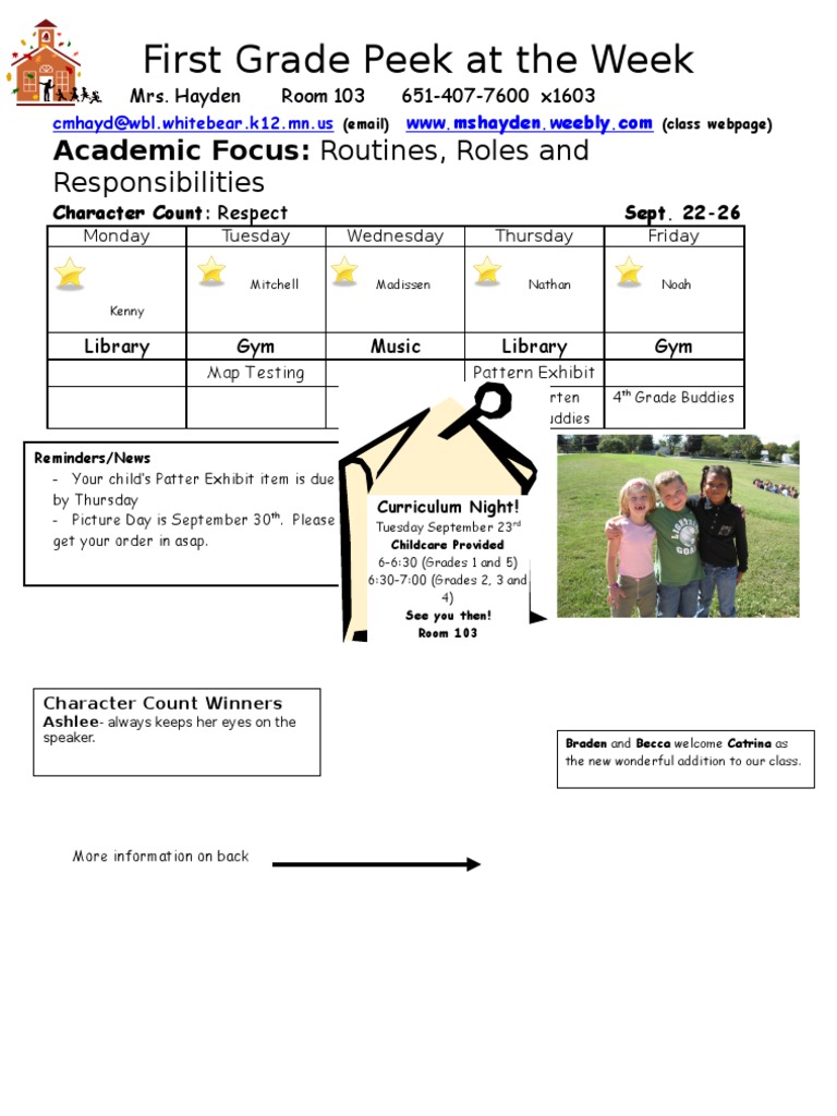 First Grade Weekly Overview | PDF
