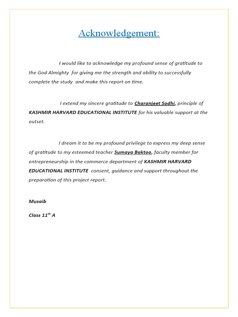 Acknowledgement of Project | PDF