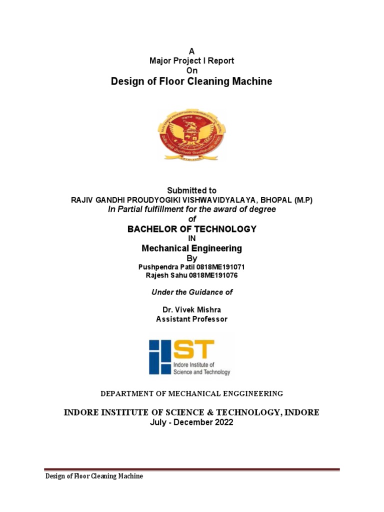 Design of Floor Cleaning Machine | PDF | Vacuum Cleaner | Manufactured ...
