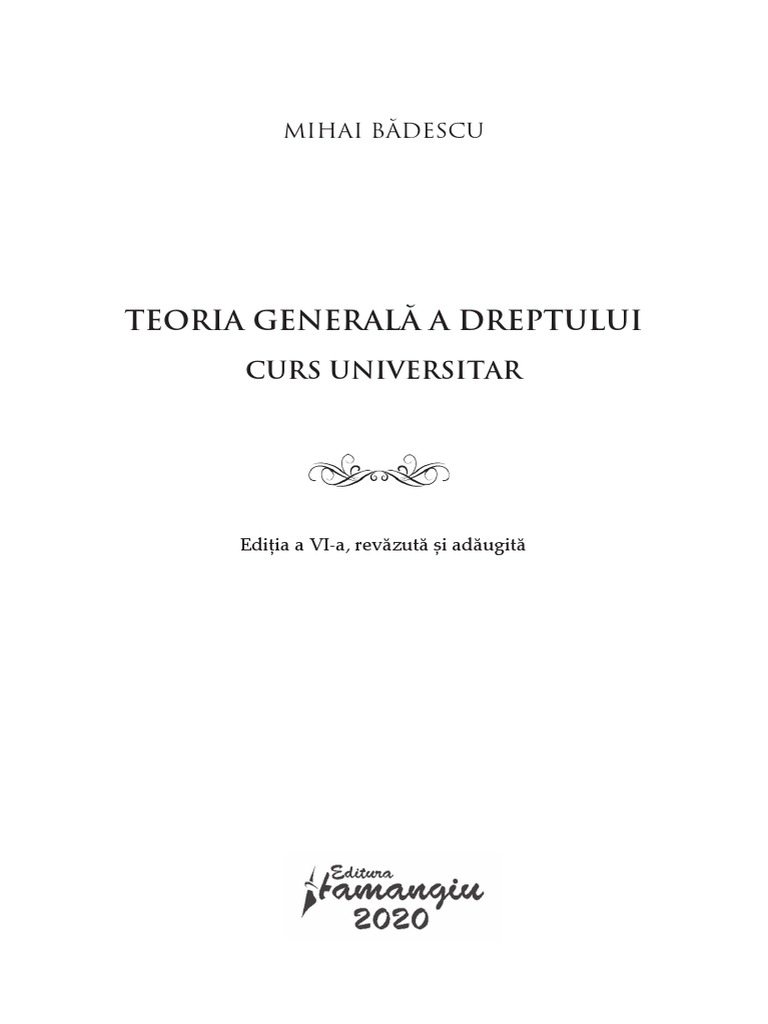 Teoria Generala A Dreptului Curs Universitar Badescu Extras | PDF