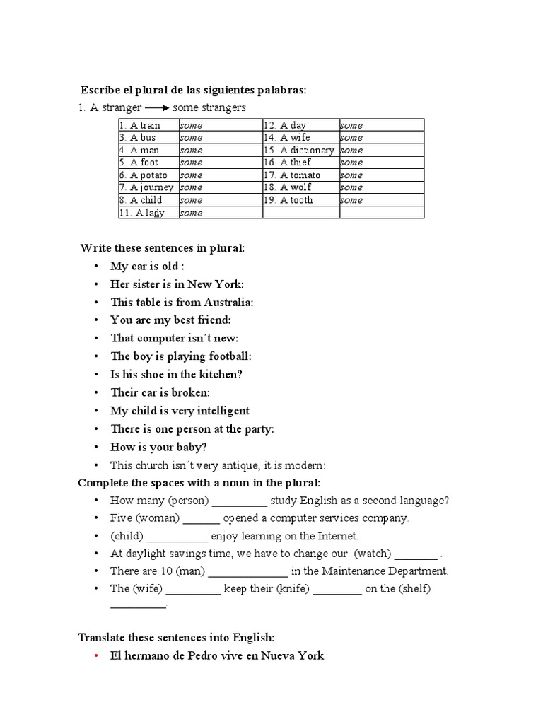 Plurals and Possessive Activities | PDF
