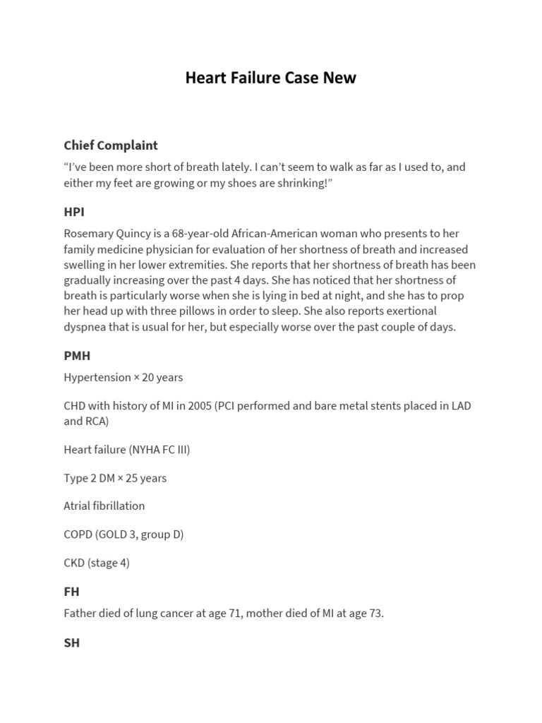 Heart Failure Case New | PDF | Heart Failure | Causes Of Death