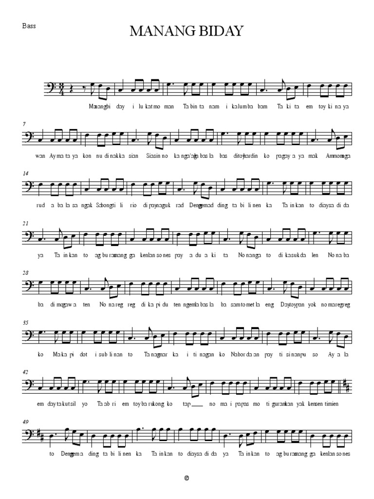 Manang Biday - Bass | PDF