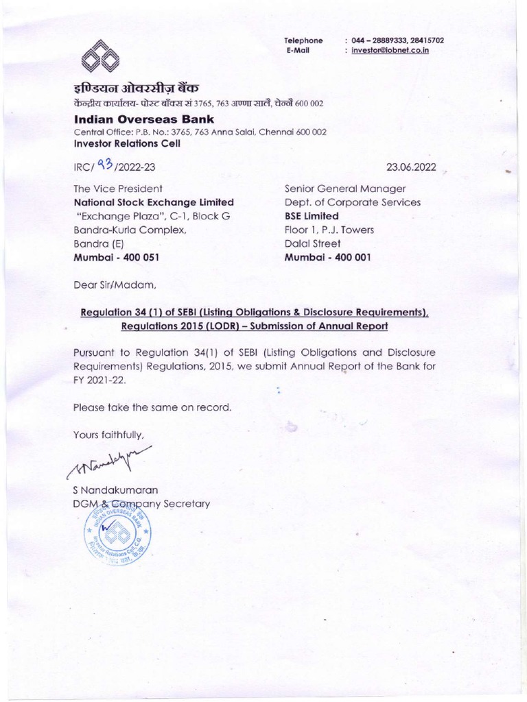 BSE NSE 23062022 Annual Report 2021 22 | PDF