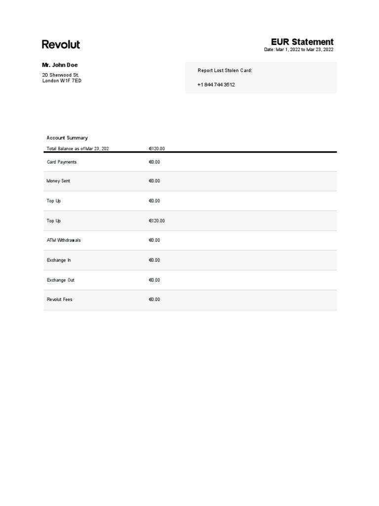 Revolut Bank Statement | PDF