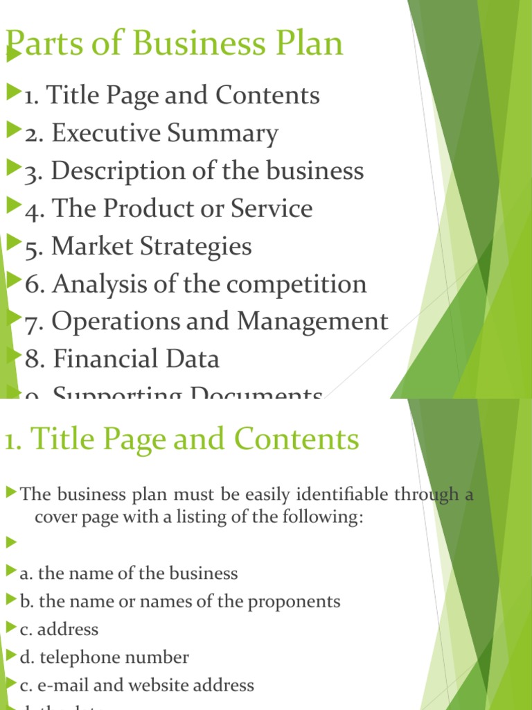 Parts of Business Plan | Download Free PDF | Pricing | Sales