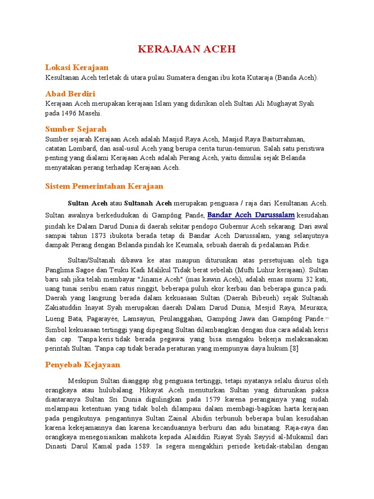 Kerajaan Aceh | PDF