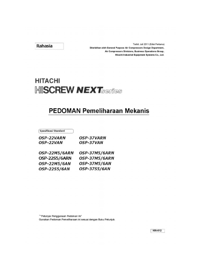 HIN-012 Mechanical Service Manual OSP-22 OSP-37 | PDF