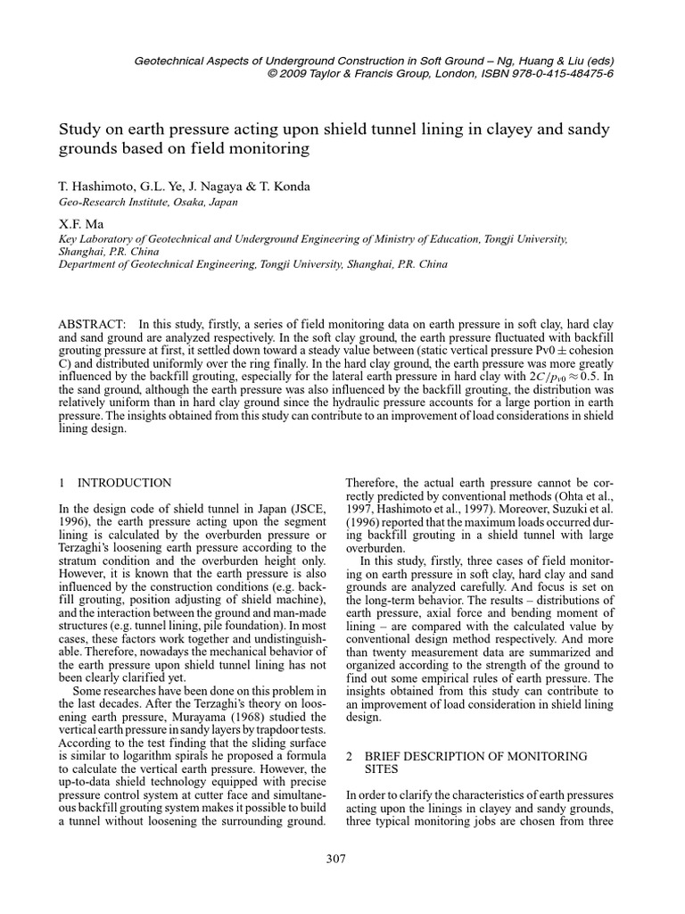 Hashimoto T. Et Al (2009) - Study On Earth Pressure Acting Upon Shield ...