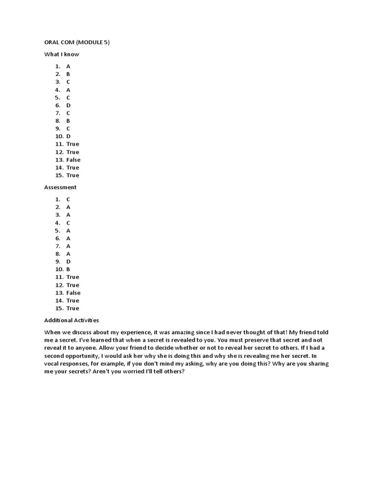 Oral Com (Module 5) | PDF