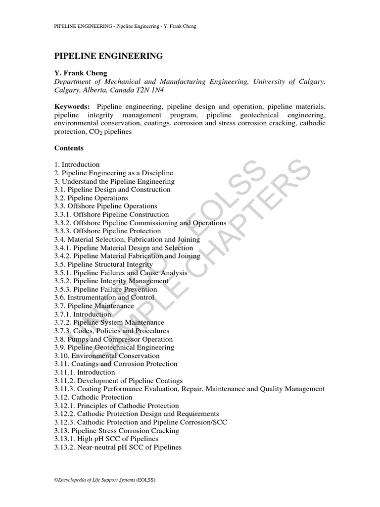 Unesco - Eolss Sample Chapters: Pipeline Engineering | PDF