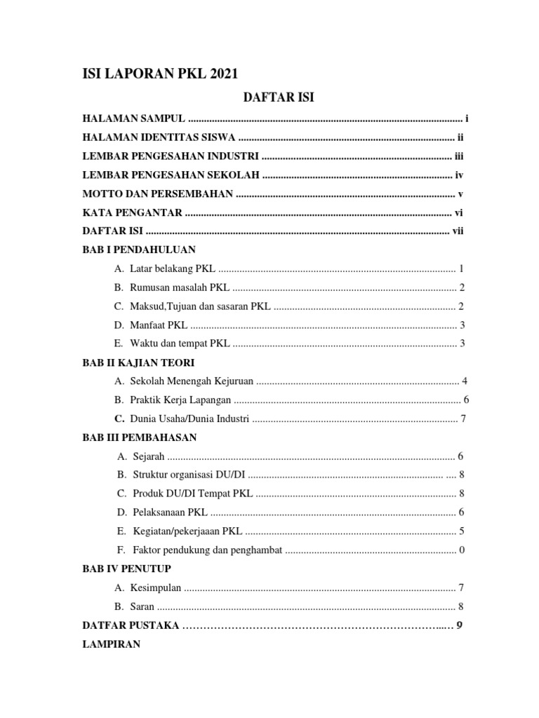 Format Laporan PKL | PDF