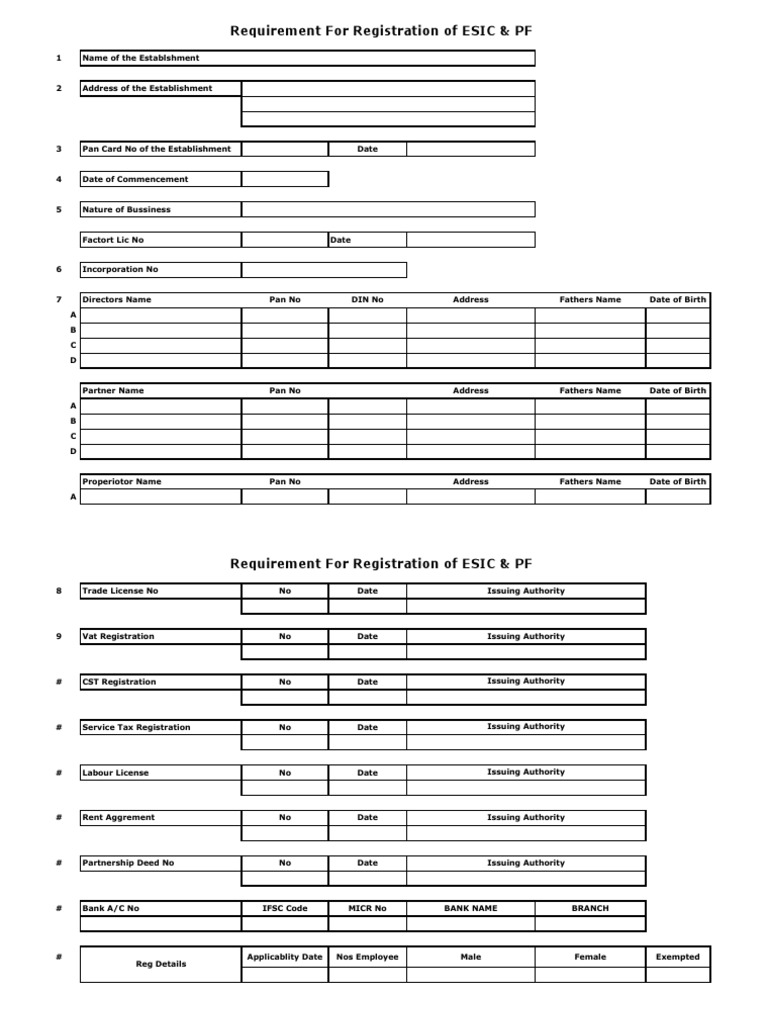 ESIC & PF Registration Details | PDF