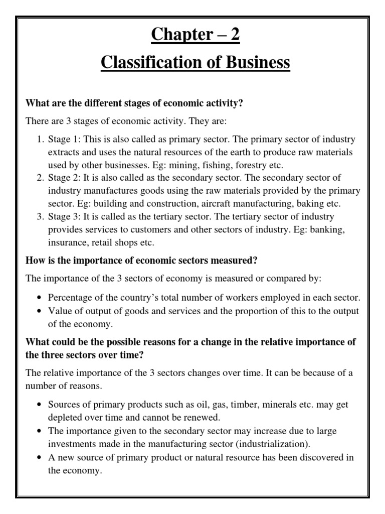 Chapter-2, Classification of Business | PDF | Privatization | Economies