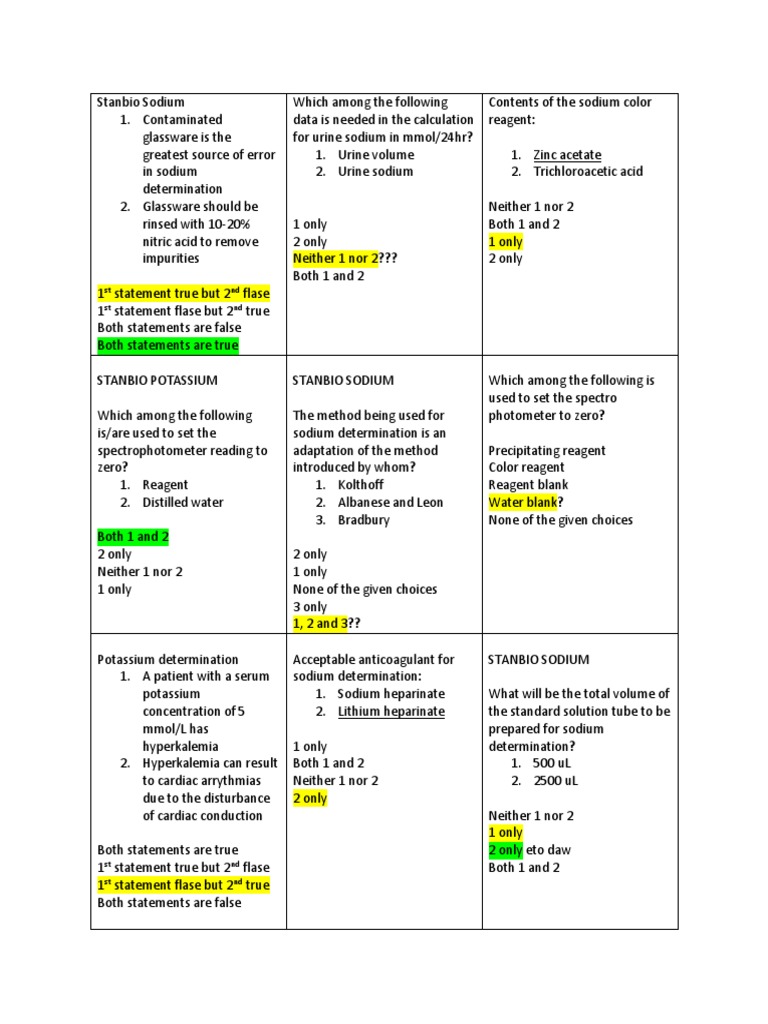 Cc2lab Sodium Potassium Quiz WT Rev | PDF | Potassium | Chemistry