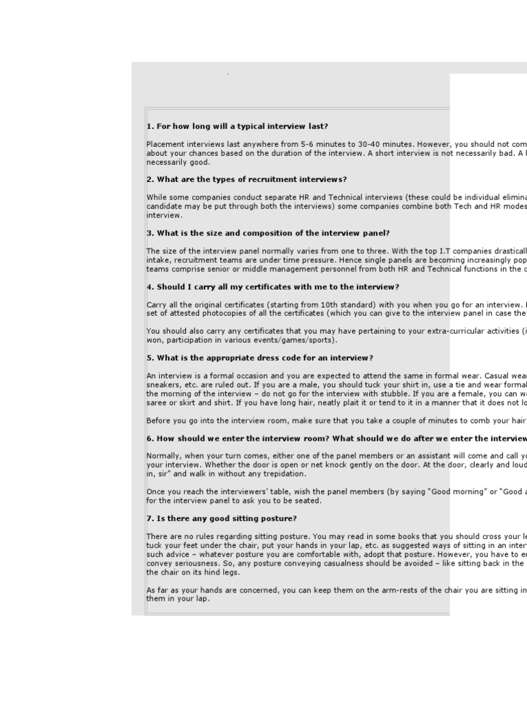 How To Face An Interview | PDF | Question | Thought